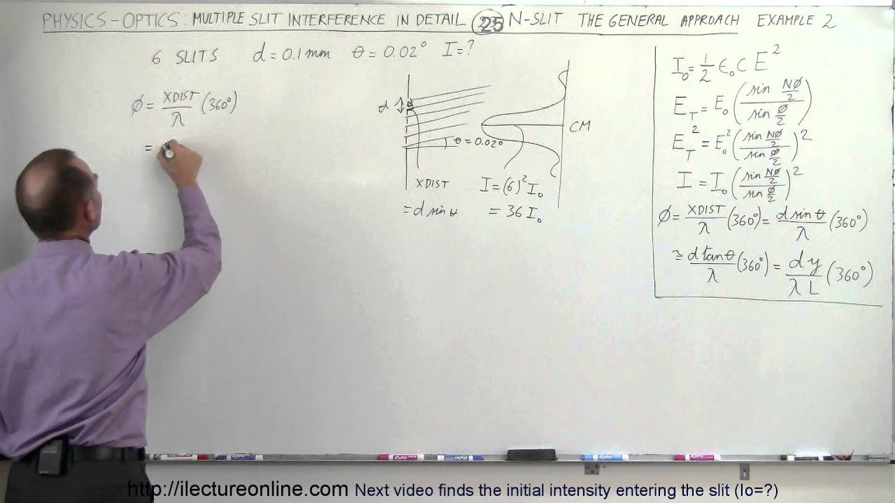 Physics 60  Optics: Double Slit Interference (25 of 35) N-Slits The General Approach, I=? of 6-Slit
