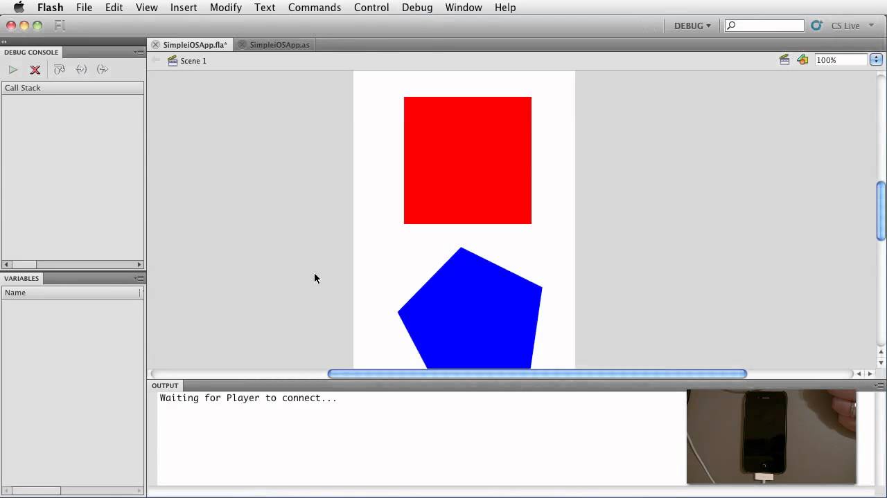 Flash CS5.5: Simple iOS App - Debugging on the device