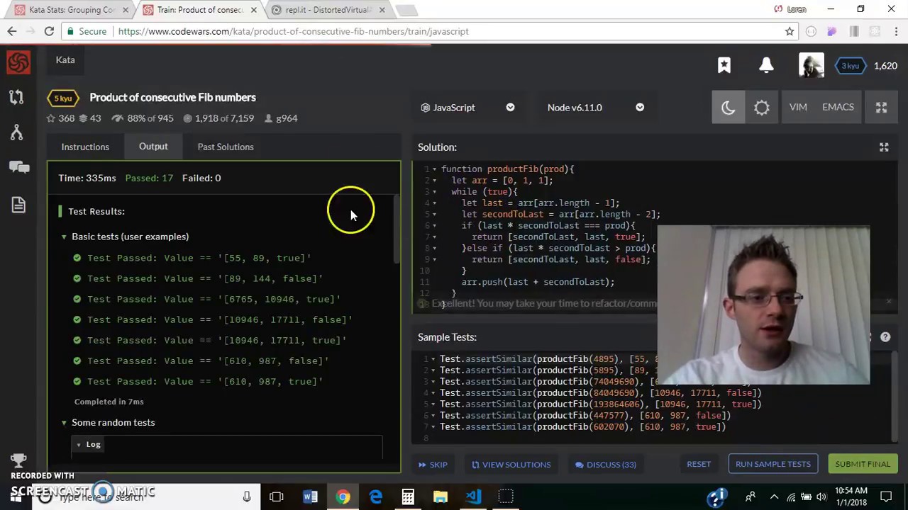 Coding Challenge #4 - Product of Consecutive Fibonacci Numbers