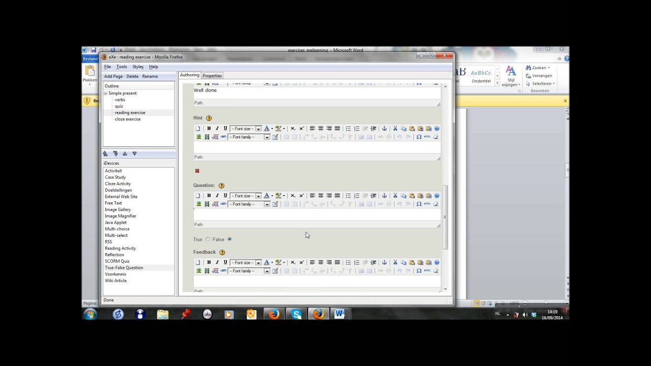 Exercises in eXelearning