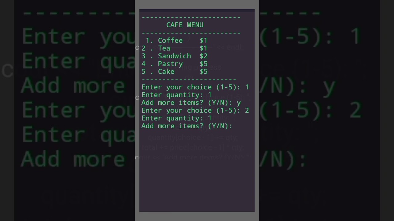 Simple Cafe Point of sale system