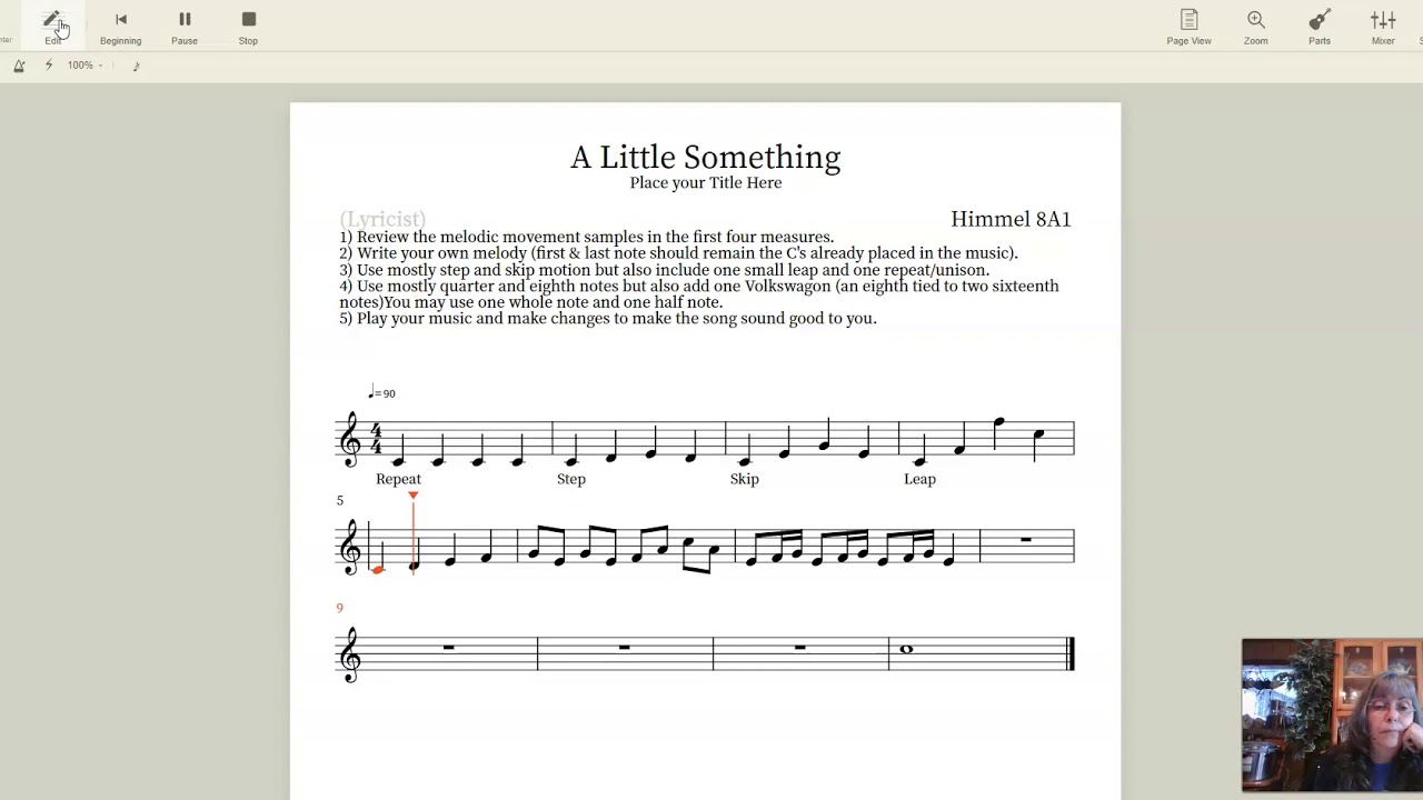 My First Melody on Noteflight using Melodic Movement