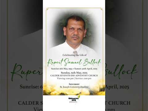 Rupert Samuel Bullock | Funeral Announcement #obituariessvg