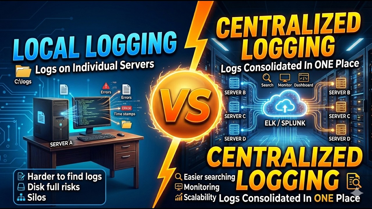 Local Logging vs Centralized Logging Explained | Logging Concepts for Beginners 🔍