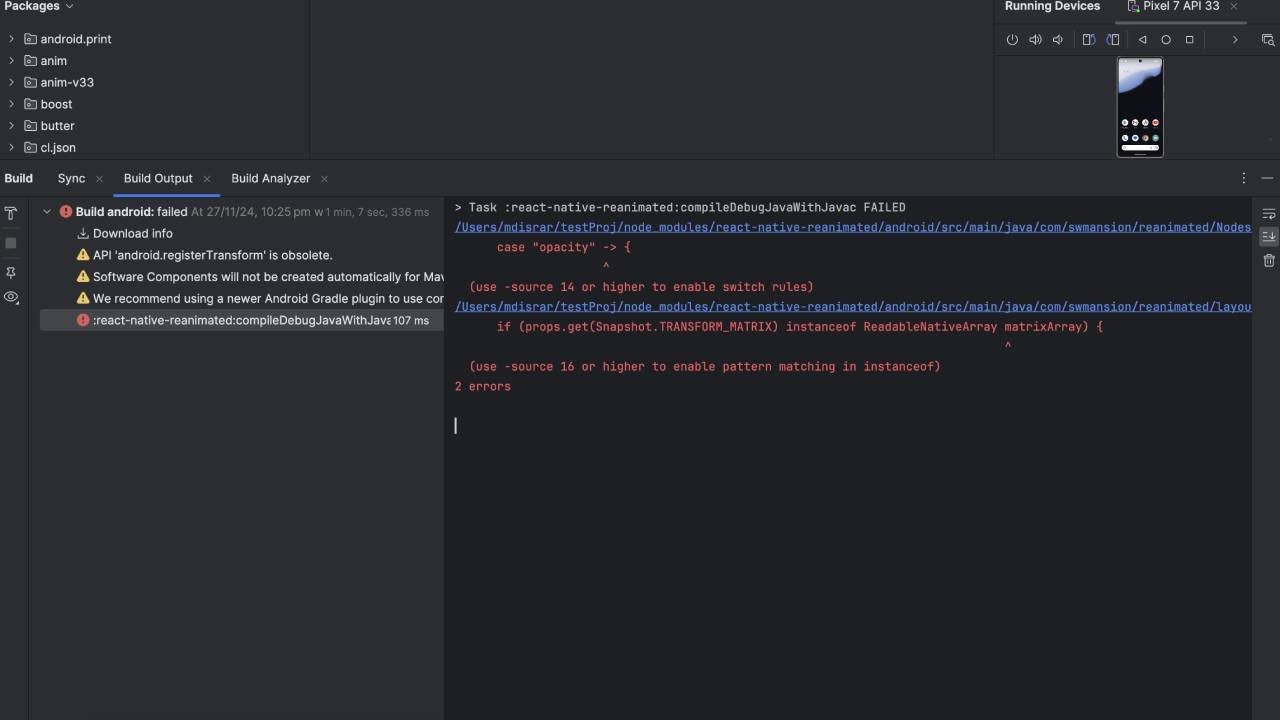 Task :react-native-reanimated: compileDebugJavaWithJavac FAILED by MD Israr