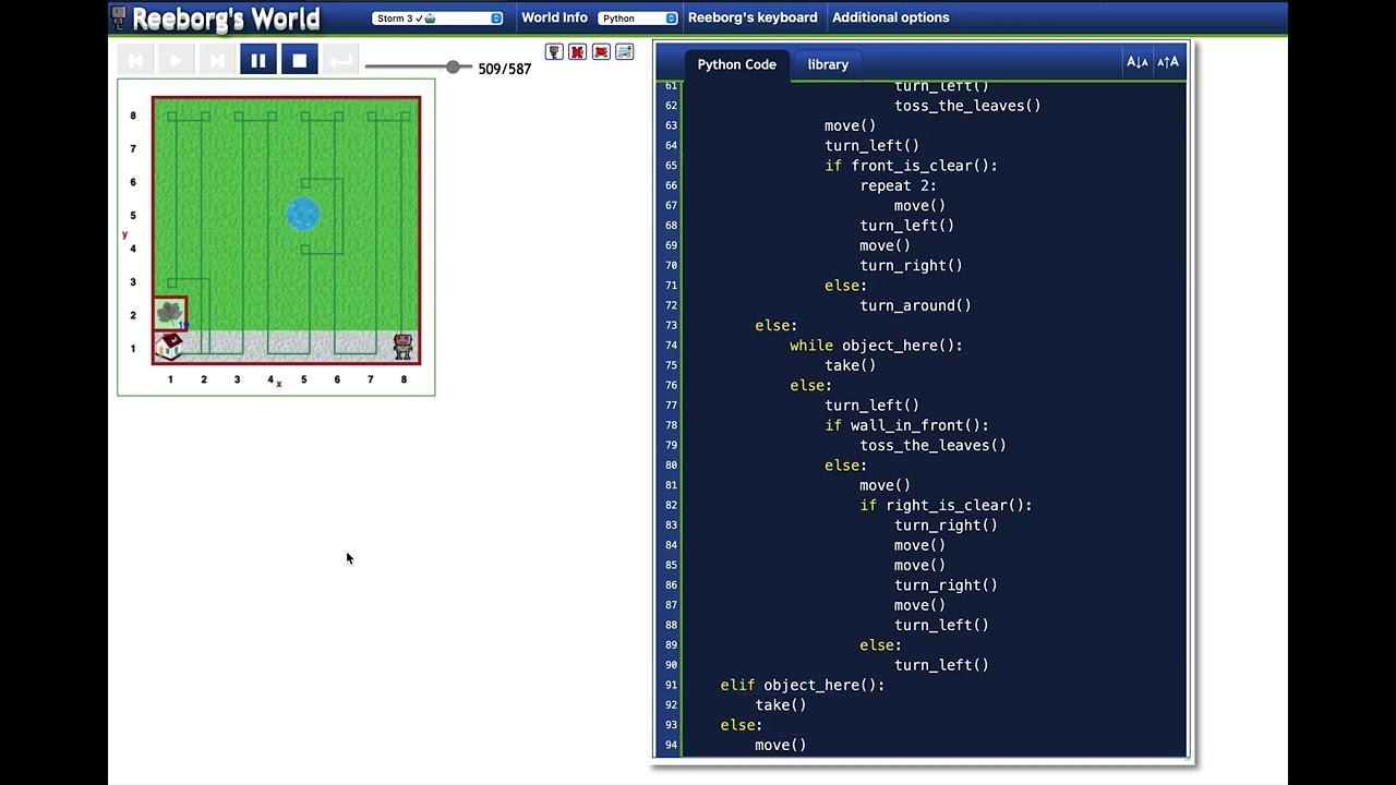 Reeborg's World   Storm 3 & 4 | Python Solution