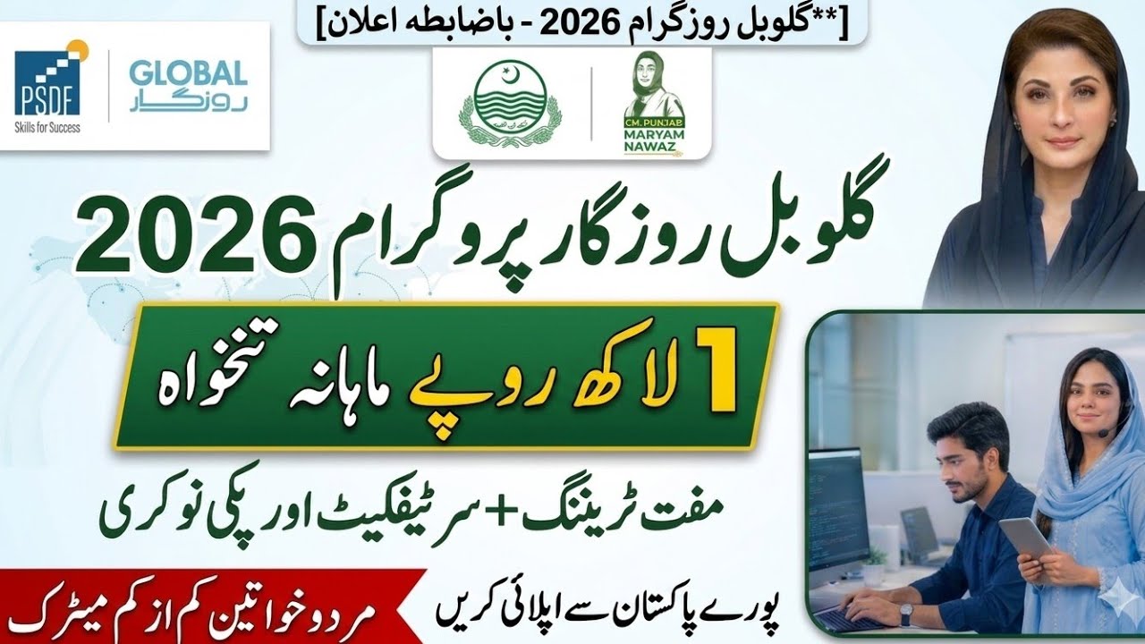 CM Punjab Global Rozgar Program 2026 | PSDF Global Rozgar Program Online Apply | PSDF Free Training 