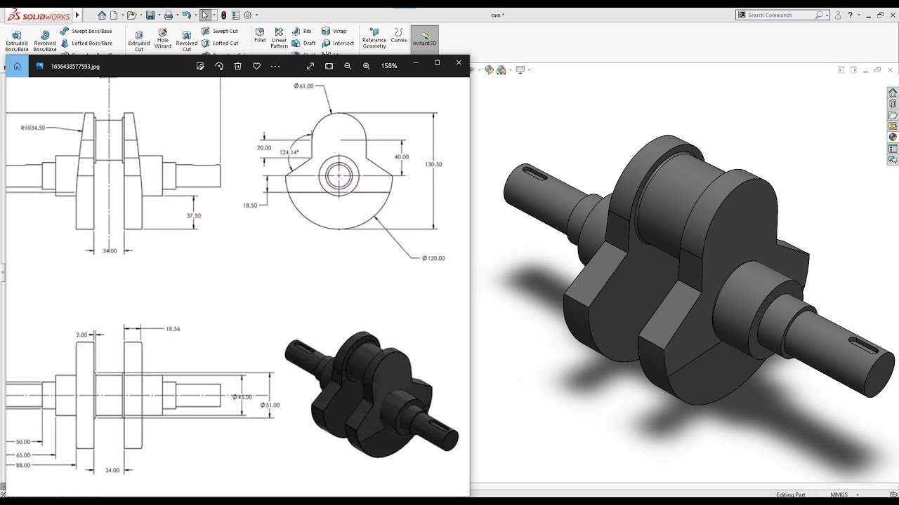 Exercise 27 | Solidworks tutorial for beginners | Crank shaft