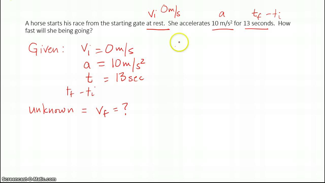 Acceleration Practice Problems with solutions