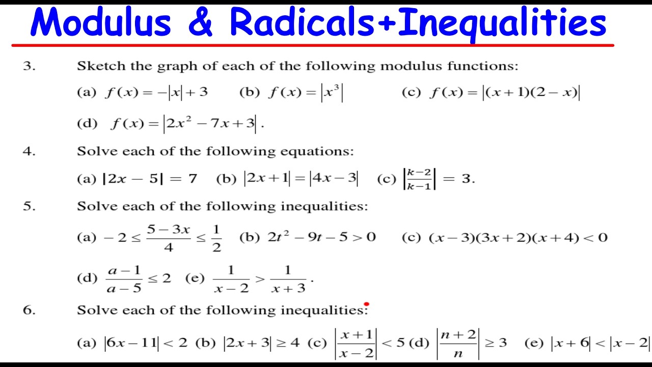 Absolute Value & Radical Functions Explained | Equations & Inequalities | Tutorial Sheet 4