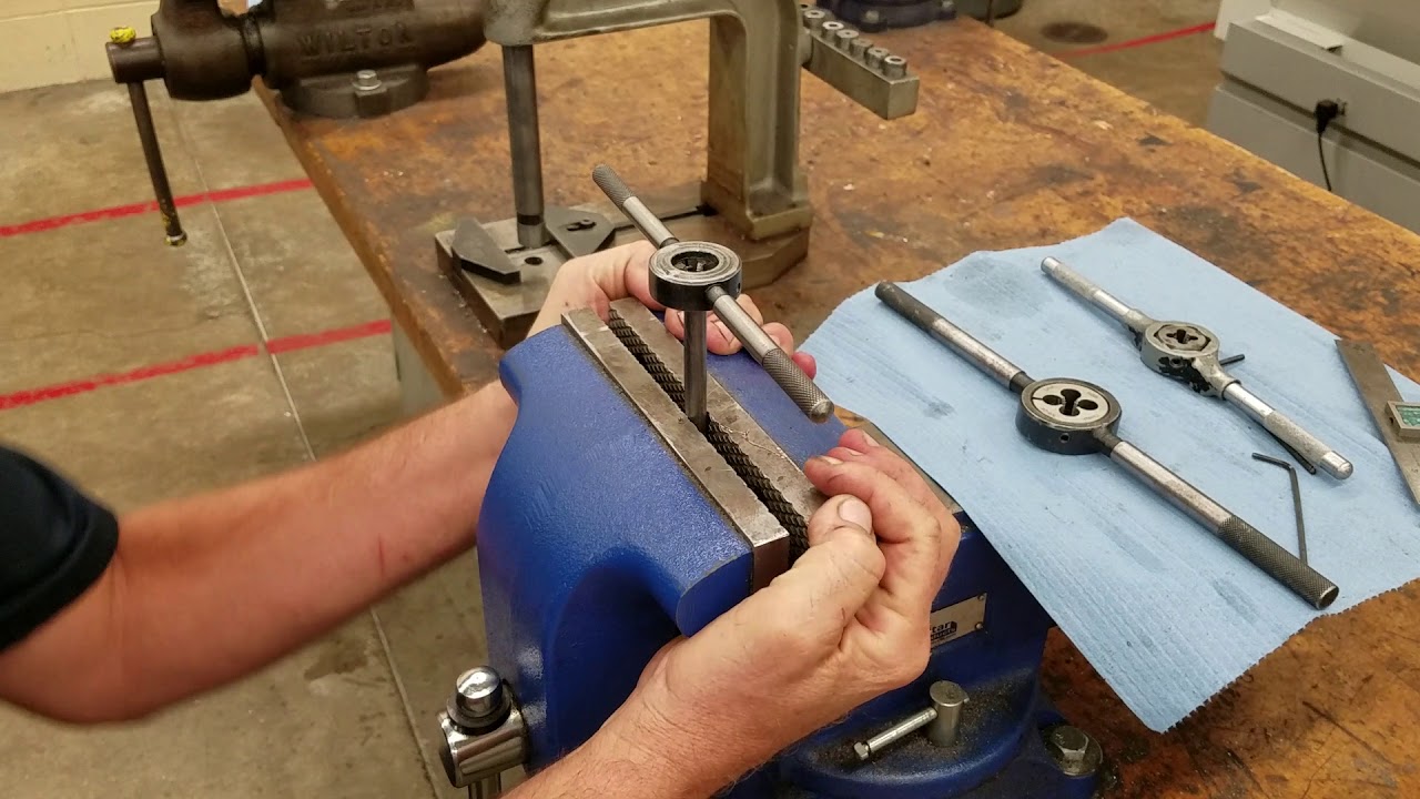Hand threading with a die