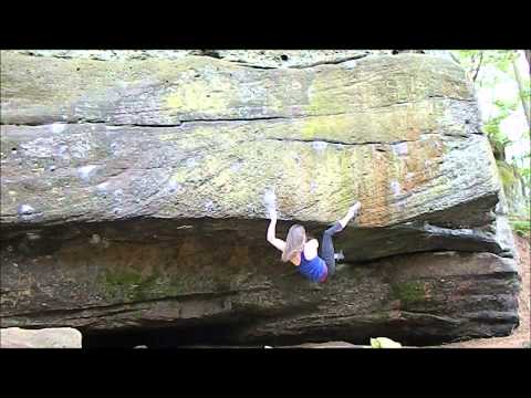 Steph climbs The Mentalist (v9 / 7c) Churnet Valley