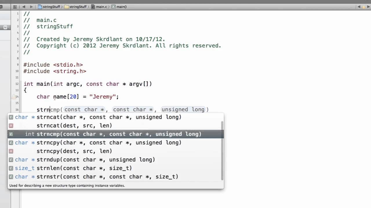 Procedural C Comparing Strings