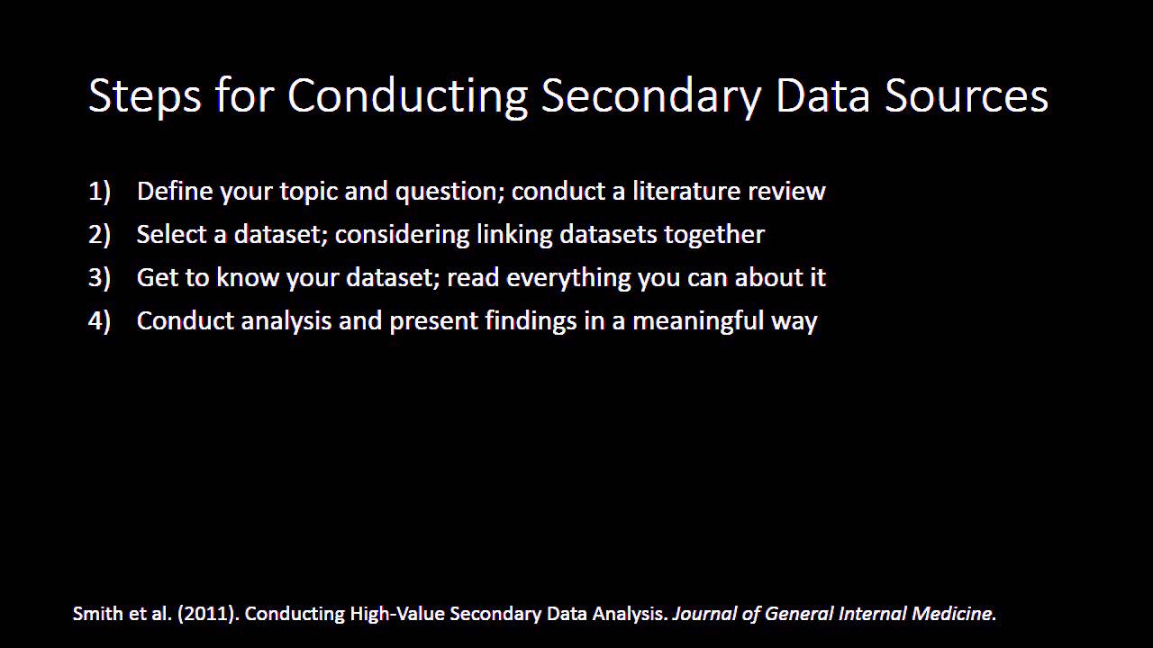 Secondary Data Analysis and Big Data