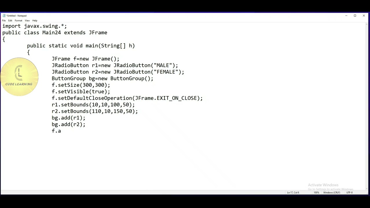 Java | Swing class 'JRadioButton' | CodeLearning
