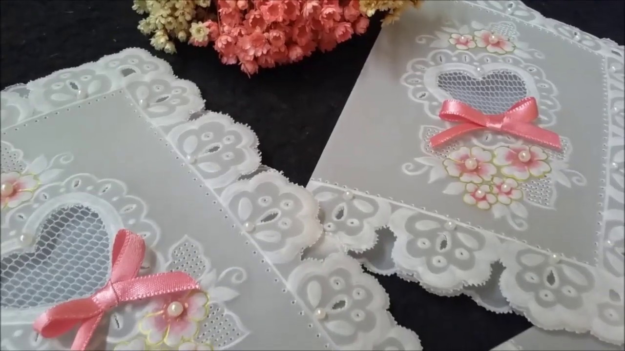 CONVITE ROMÂNTICO COM PAPEL VEGETAL