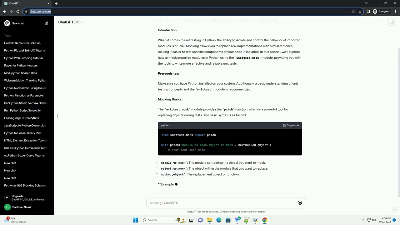 Mocking imported modules in Python
