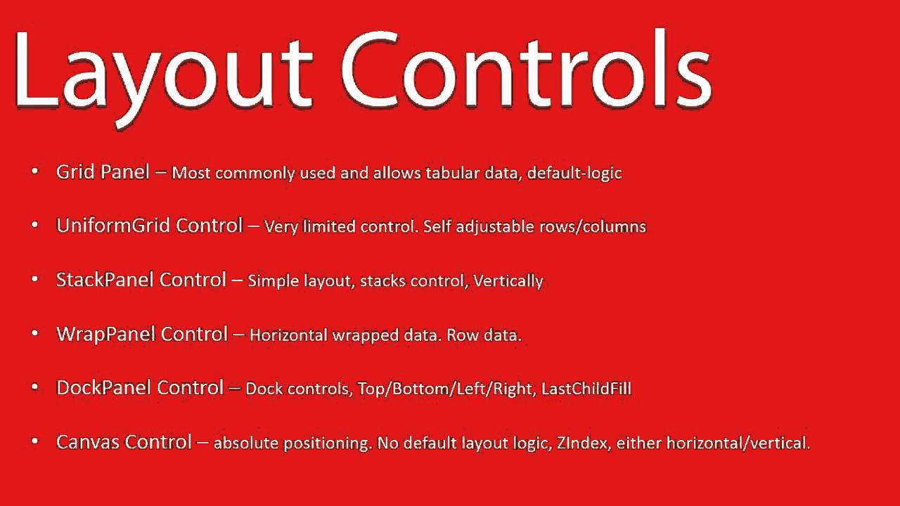 WPF TUTORIALS - 4 - WPF Controls   Layout, Item and Individual & Content Controls
