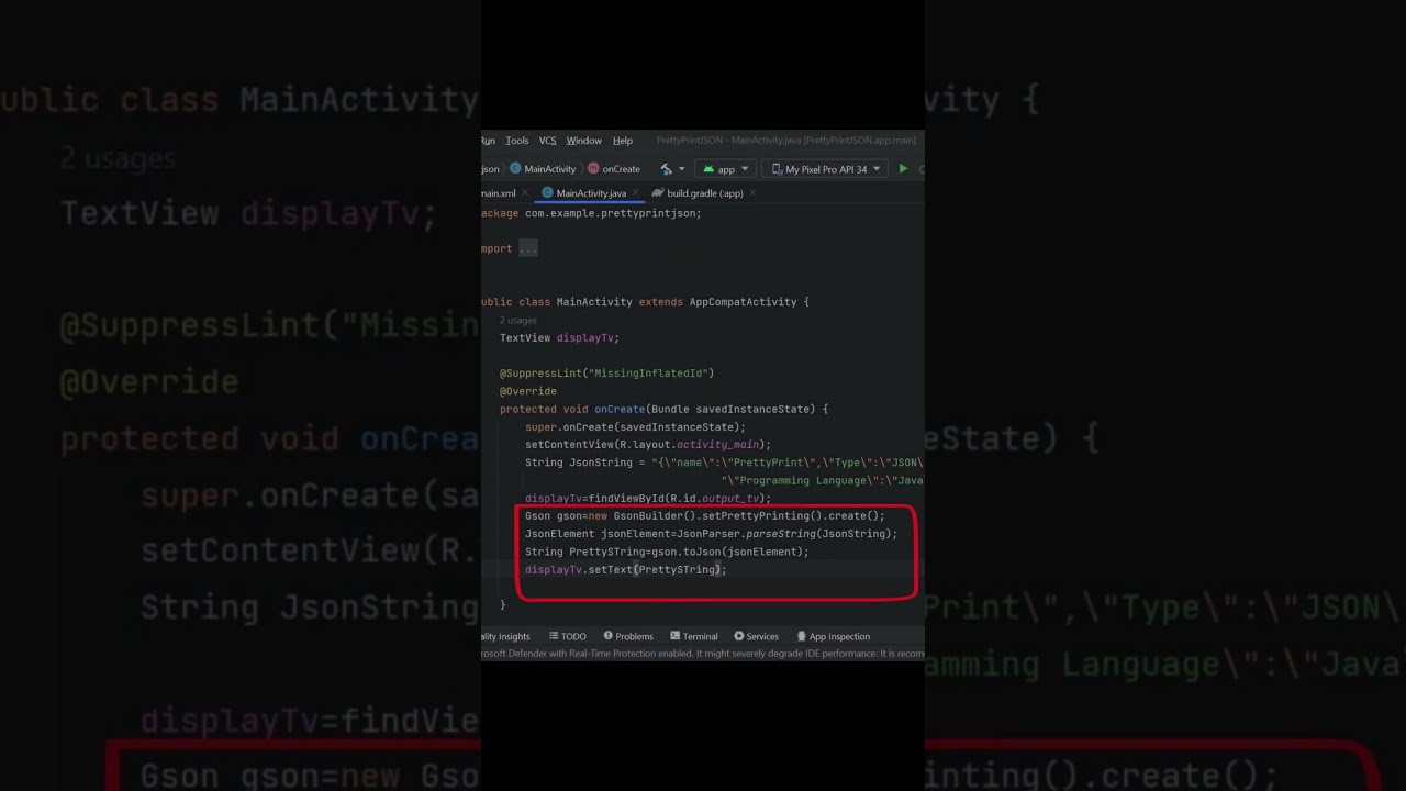 “How to Pretty-Print JSON in Java in 60 Seconds!” | #shorts  #coding #androiddevelopers