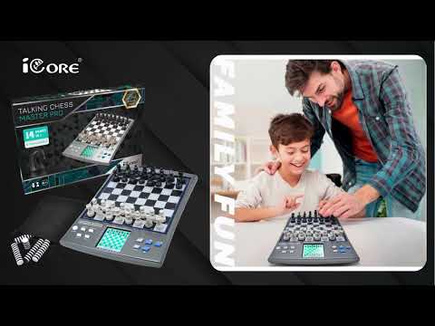 iCore Electronic Chess Set Talking Computer Chess Board 100 Preset Exercises for Kids & Adults