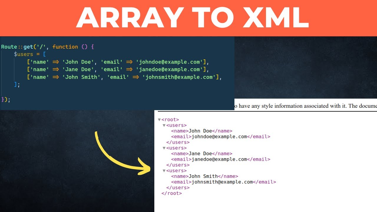 Convert php array into xml file