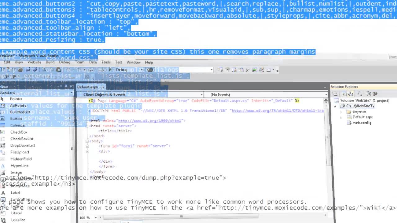 How to Embed tinymce in asp net using c#
