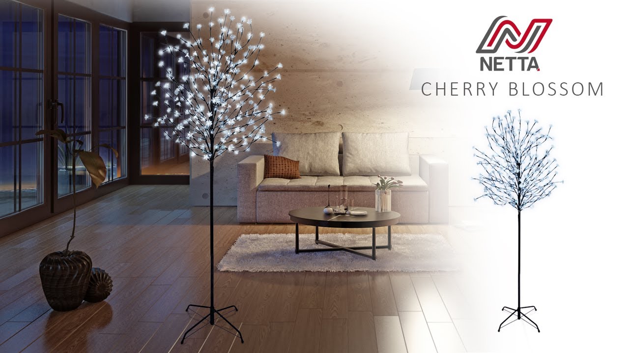 NETTA Cherry Blossom Cool White LED Tree with Timer