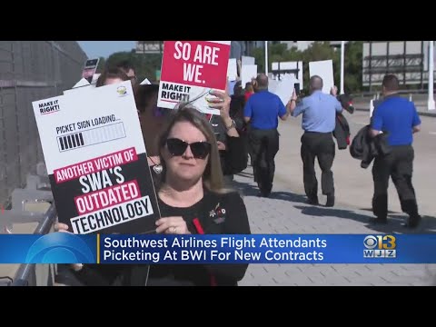Southwest Airlines attendants protest outside BWI Airport