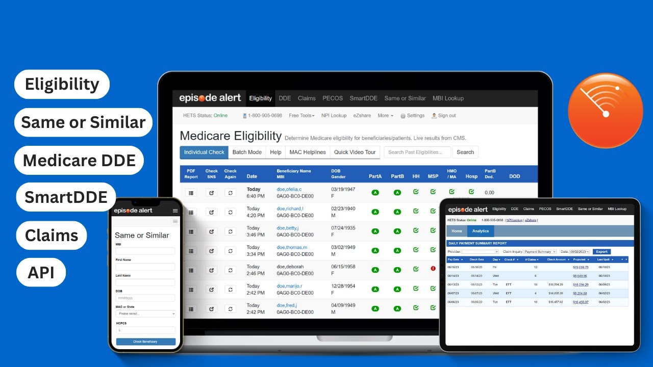 Medicare Eligibility Checker, Same or Similar, DDE, SmartDDE, Claims, Medicare API | Episode Alert