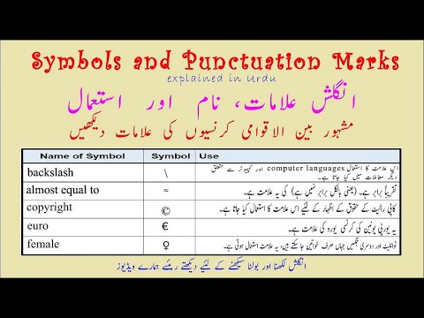 English Symbols | Punctuation Marks | symbol meaning in Urdu | punctuation meaning in Urdu