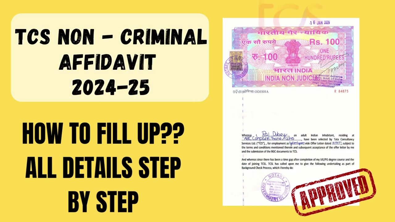 TCS NON CRIMINAL AFFIDAVIT FILL UP 2024-25 | TCS ONBOARDING DOCUMENTS | TCS NCA FULL GUIDE