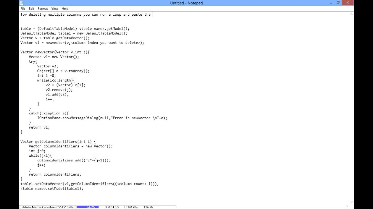 deleting columns from jtable or defaulttablemodel