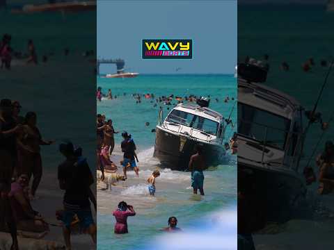 Boat hits a crowded beach at Haulover | Wavy Boats