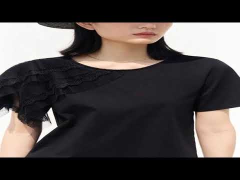 Amii Minimalism Summer Fashion Tshirt For Women Streetwear Solid Oneck Ruff Sleeve Women's Blouse Ca