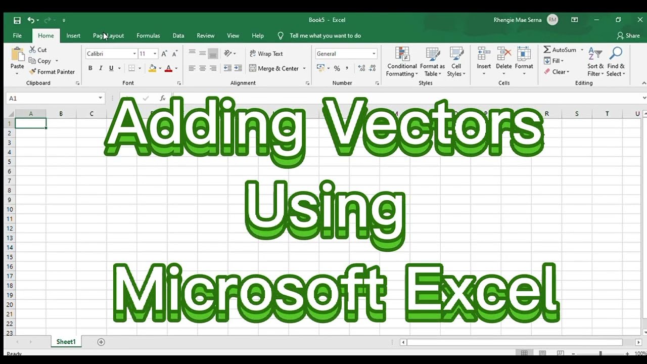 ADDING VECTOR QUANTITIES USING MICROSOFT EXCEL