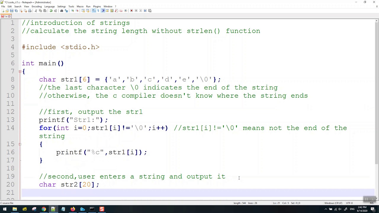 Find strings length without strlen function in C Programming Tutorial for Beginners