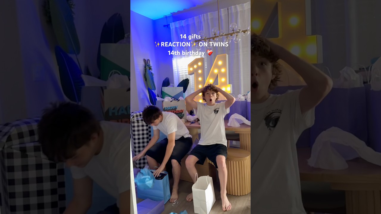 14 gifts SURPRISE on twin’s 14th birthday ❤️‍🩹🥹 Waking up to… 🎁