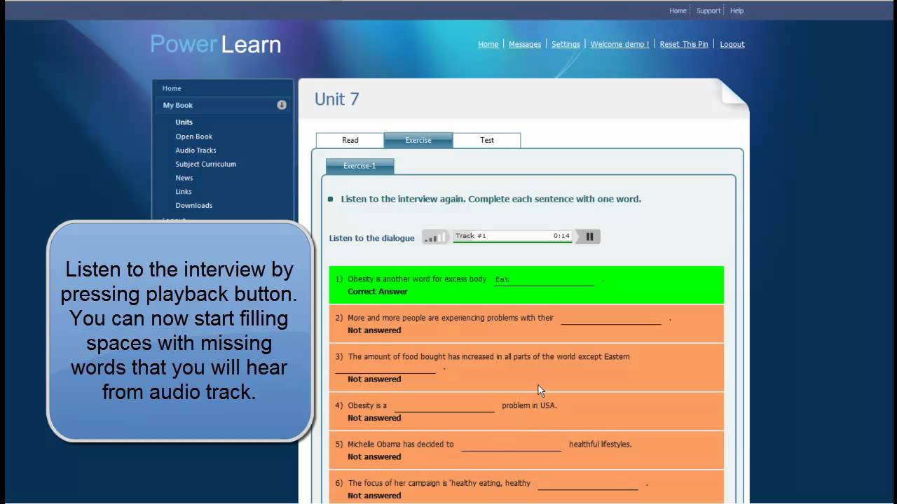 PowerLearn - Complete your Listening section