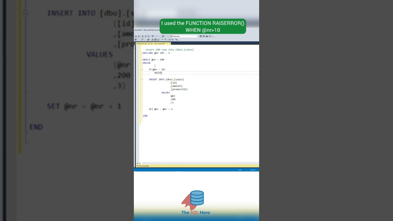 It's simple to raise an error in SSMS #SQL #sqlserver  #database #ssms #dba #data #dataanalytics