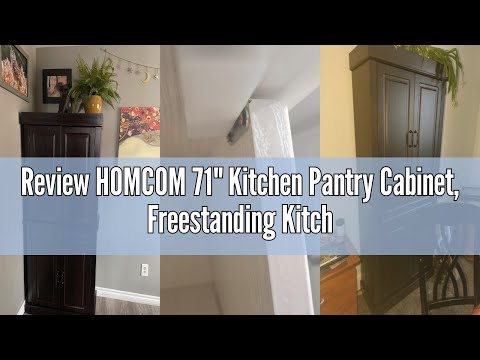 Review HOMCOM 71" Kitchen Pantry Cabinet, Freestanding Kitchen Pantry Storage Cabinet with Doors and