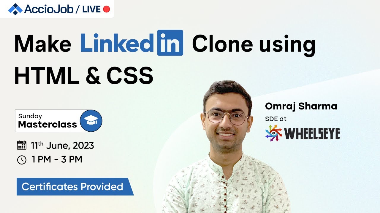 Make LinkedIn clone using HTML & CSS | Project building workshop | Coding Bootcamp