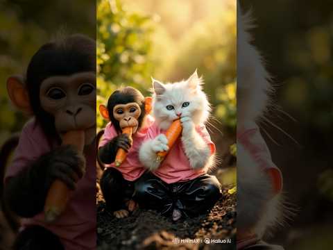 cat & monkey🤩#cat #cartoon #youtubeshorts #trending #viralshorts #catvideo #catmemes #monkey