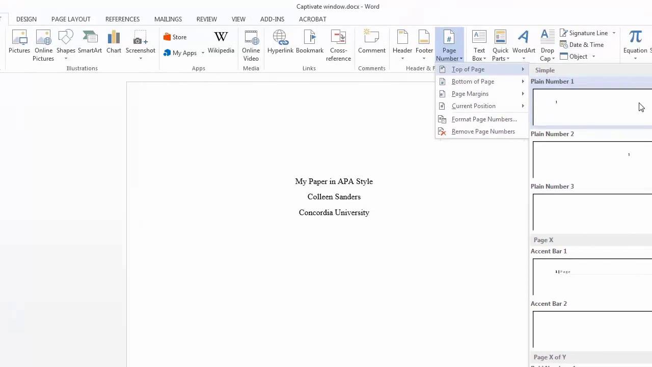 Adding an APA running head and page numbers in Word