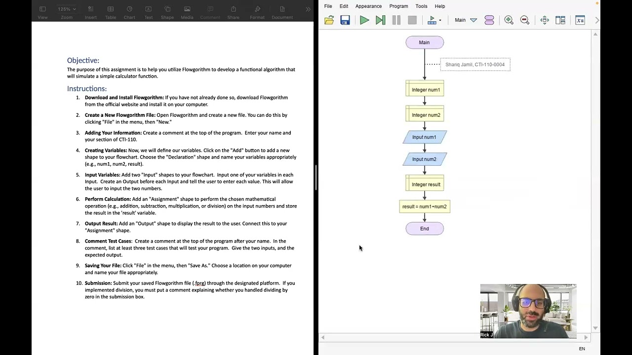 Lesson 9: Flowgorithm Assignment