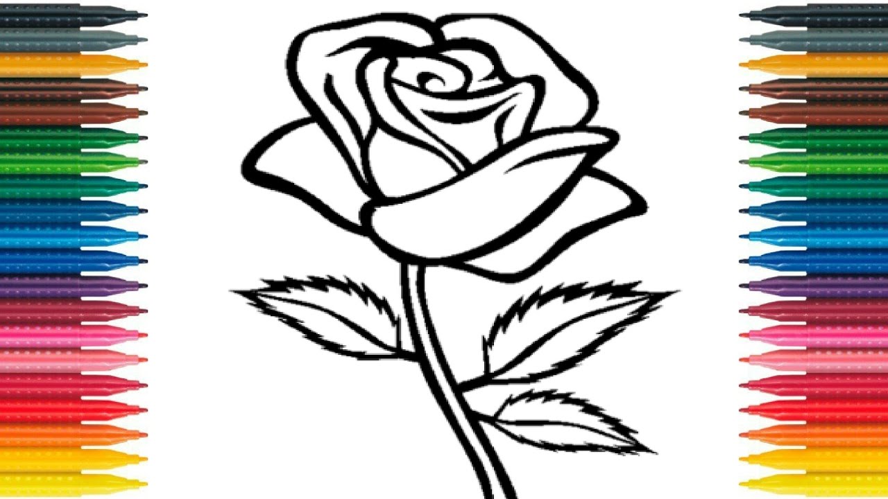 How to Draw Rose for Kids Draw Rose Flower Coloring Page Rose