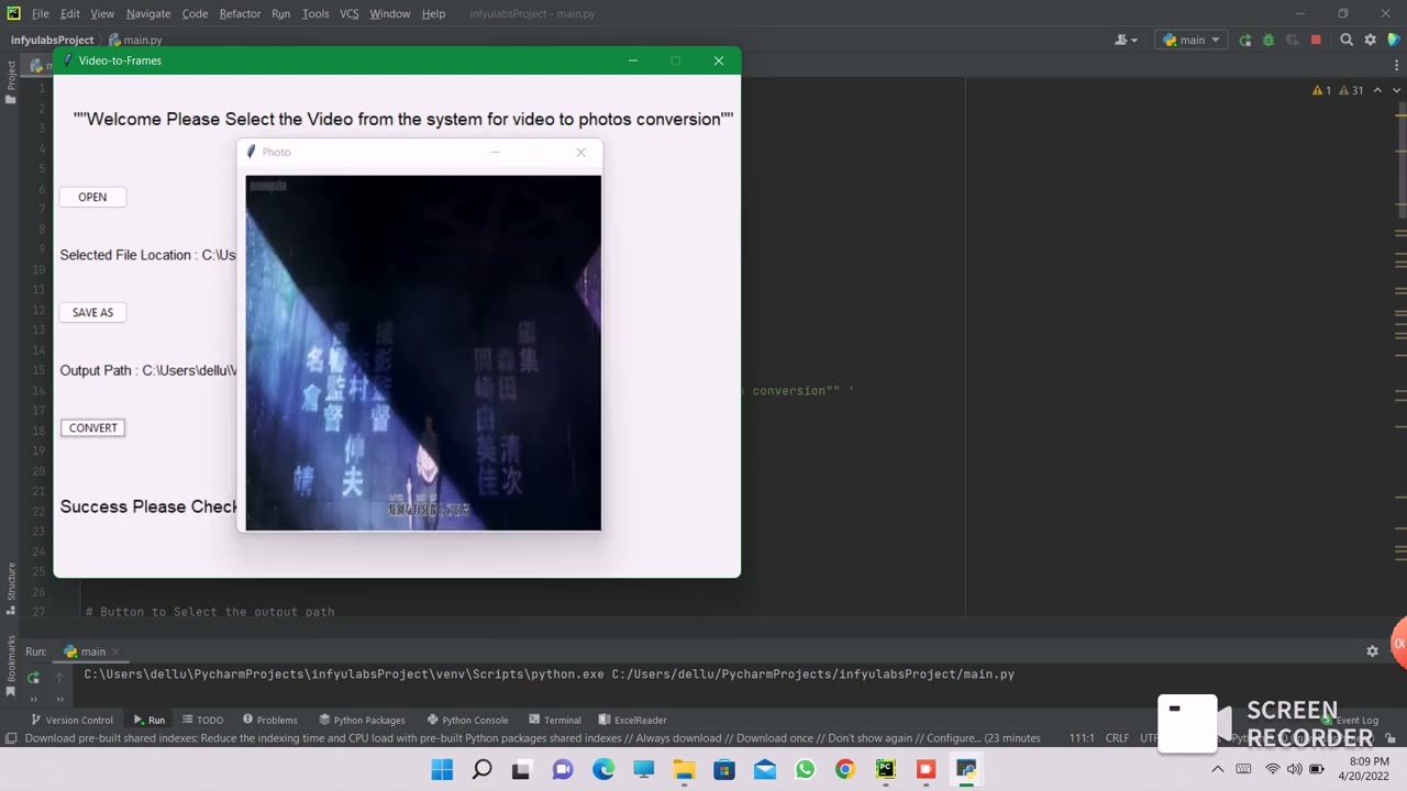 Python Program to Convert Video to frames