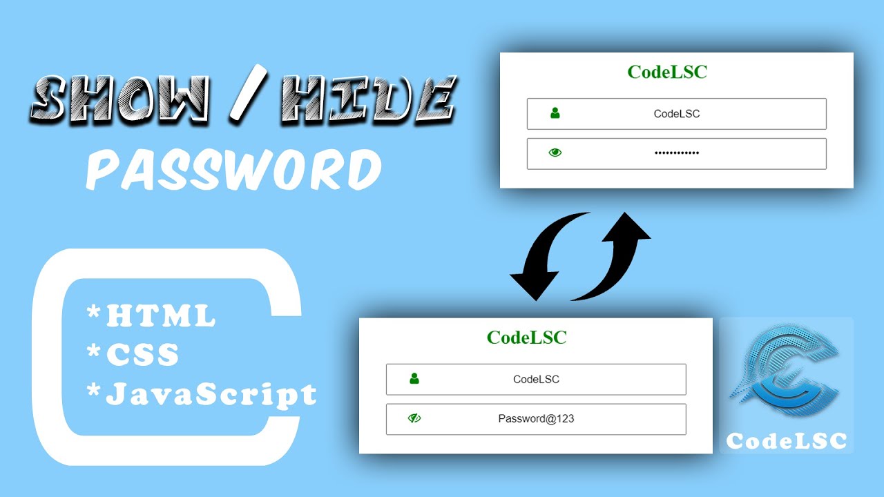 Show/Hide Password Toggle with #JavaScript | With Source Code | #CodeLSC