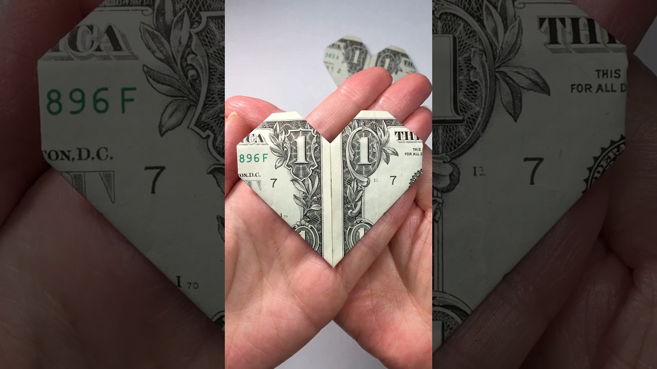 Money Heart with 1 Dollar Bill / How to make a heart out of a dollar bill / Easy Money Heart Origami