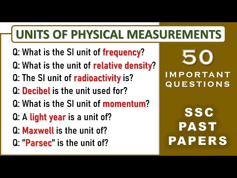 Units of Measurements in Physics | General Science | in English | SSC Previous Year Questions