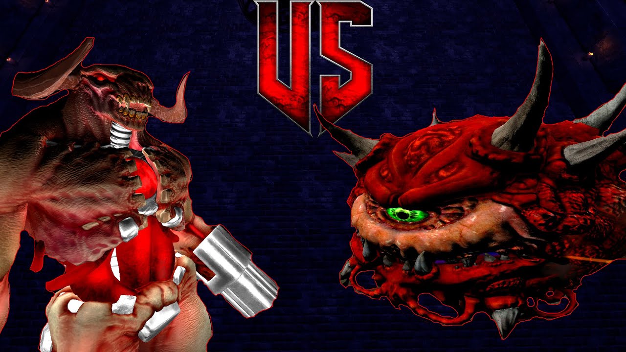Cyberdemon (Classic) vs Cacodemon (Classic) - DOOM 3 Monster Infighting - RETRO ARENA - Boss Battles